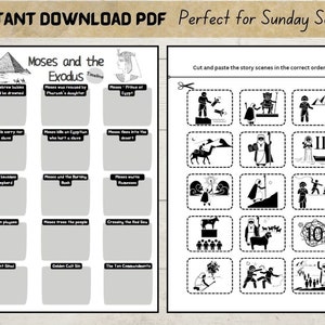 Moses and Exodus Printable, Bible Activity for Kids, Old Testament ...