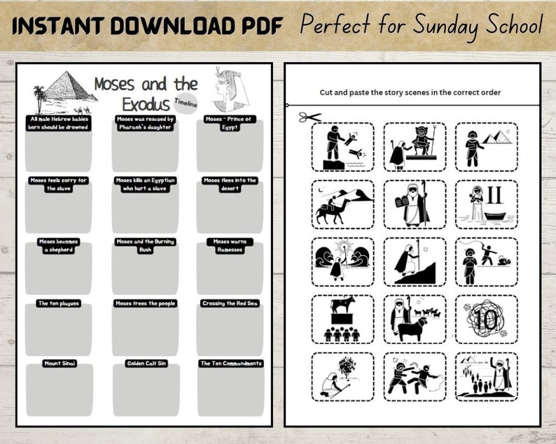 Moses and Exodus Printable, Bible Activity for Kids, Old Testament ...