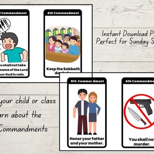 10 Commandments Flash Cards, Genesis, Flashcards, Bible Lesson for Kids ...