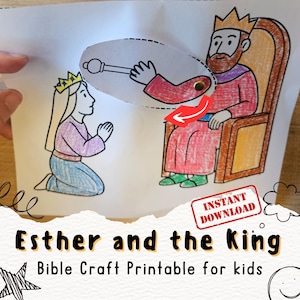 Esther and King Ahasuerus – Printable Moving Scepter Bible Craft, Purim ...