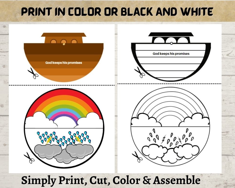Noah's Ark Printable, Sunday School Craft, Bible Story Activity Kids ...