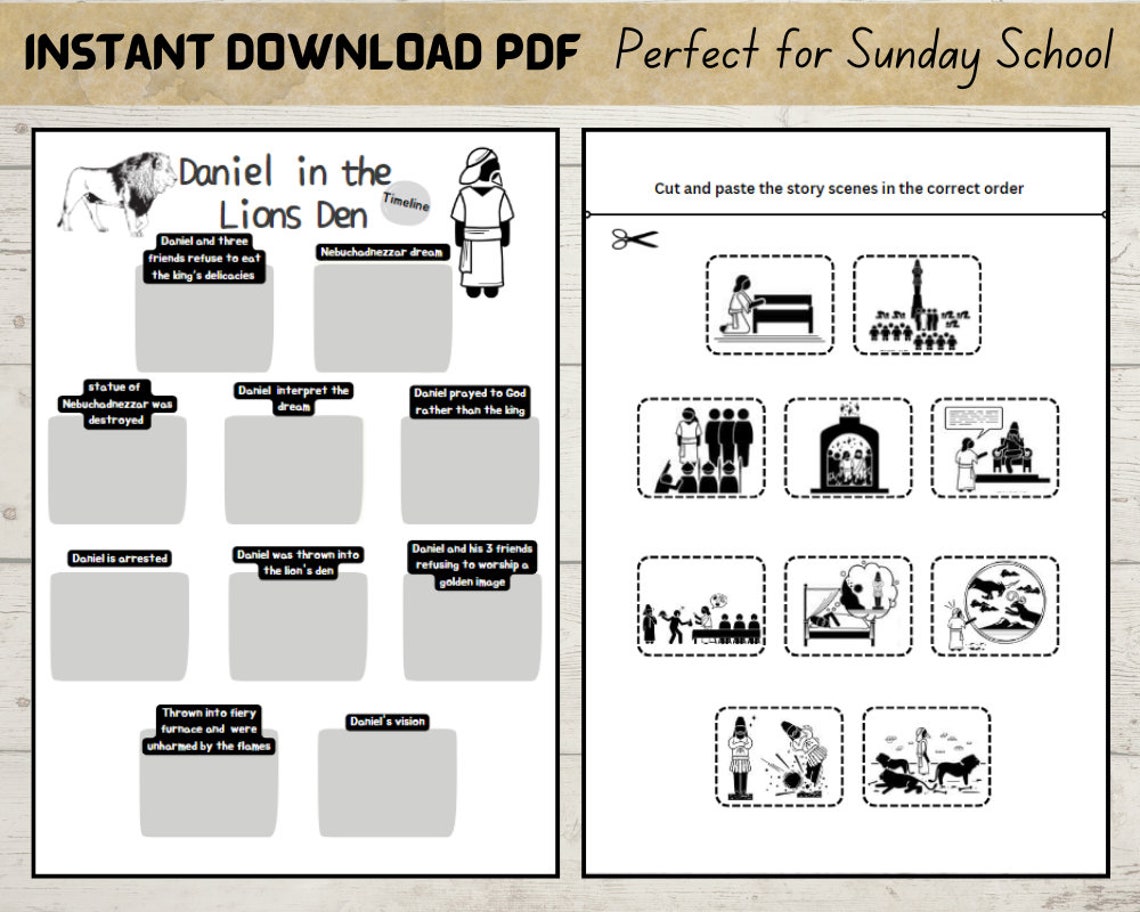 Daniel in the Lion Den Printable, Bible Activity for Kids, Old ...