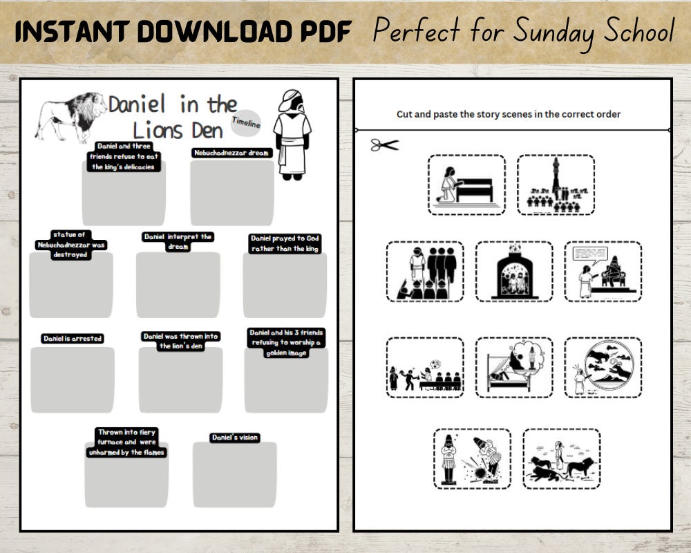 Daniel in the Lion Den Printable, Bible Activity for Kids, Old ...