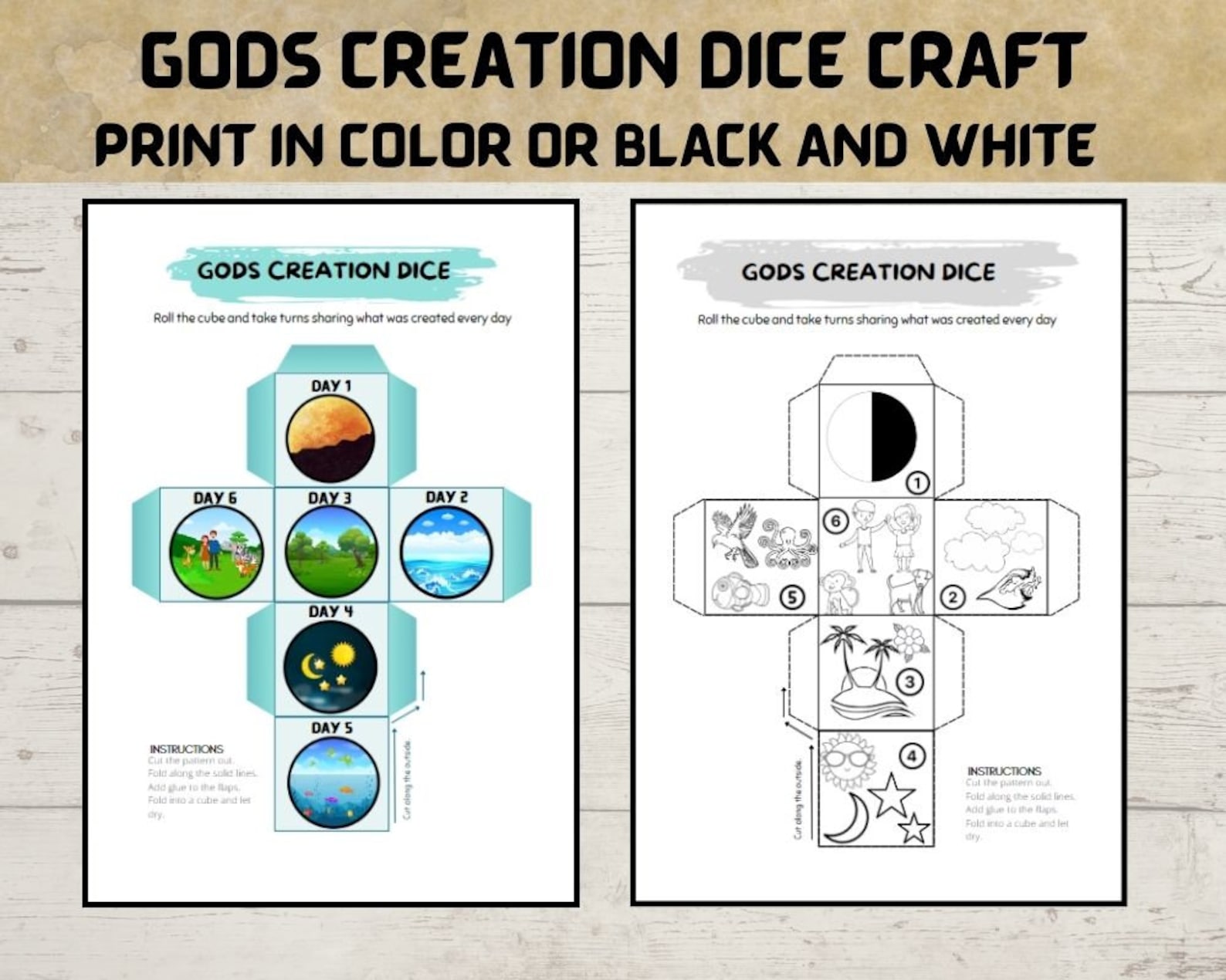 Days of Creation Printable, Bible Activity for Kids, Genesis, Old ...