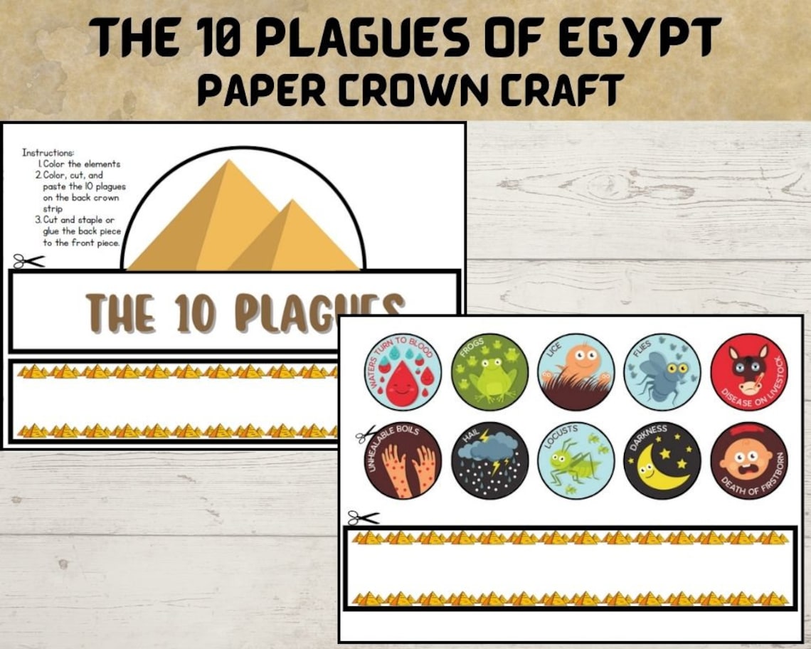 Ten Plagues of Egypt, Paper Crown, Activity Printable Kids Bible Craft ...