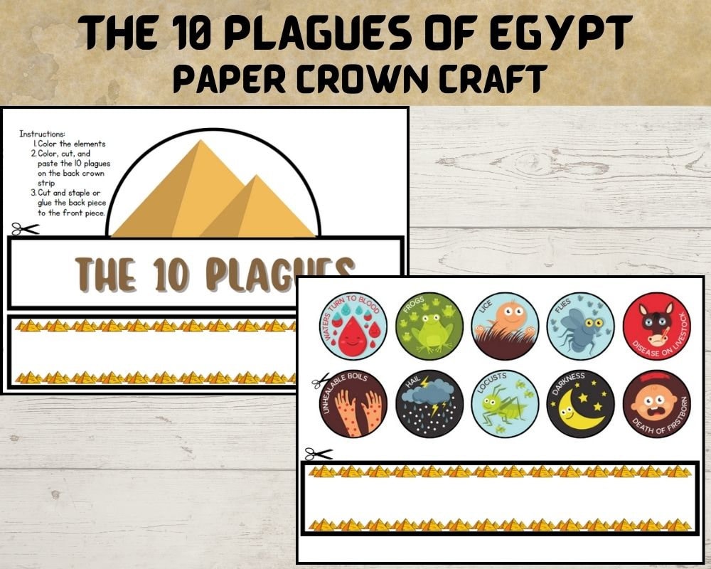 Ten Plagues of Egypt, Paper Crown, Activity Printable Kids Bible Craft ...