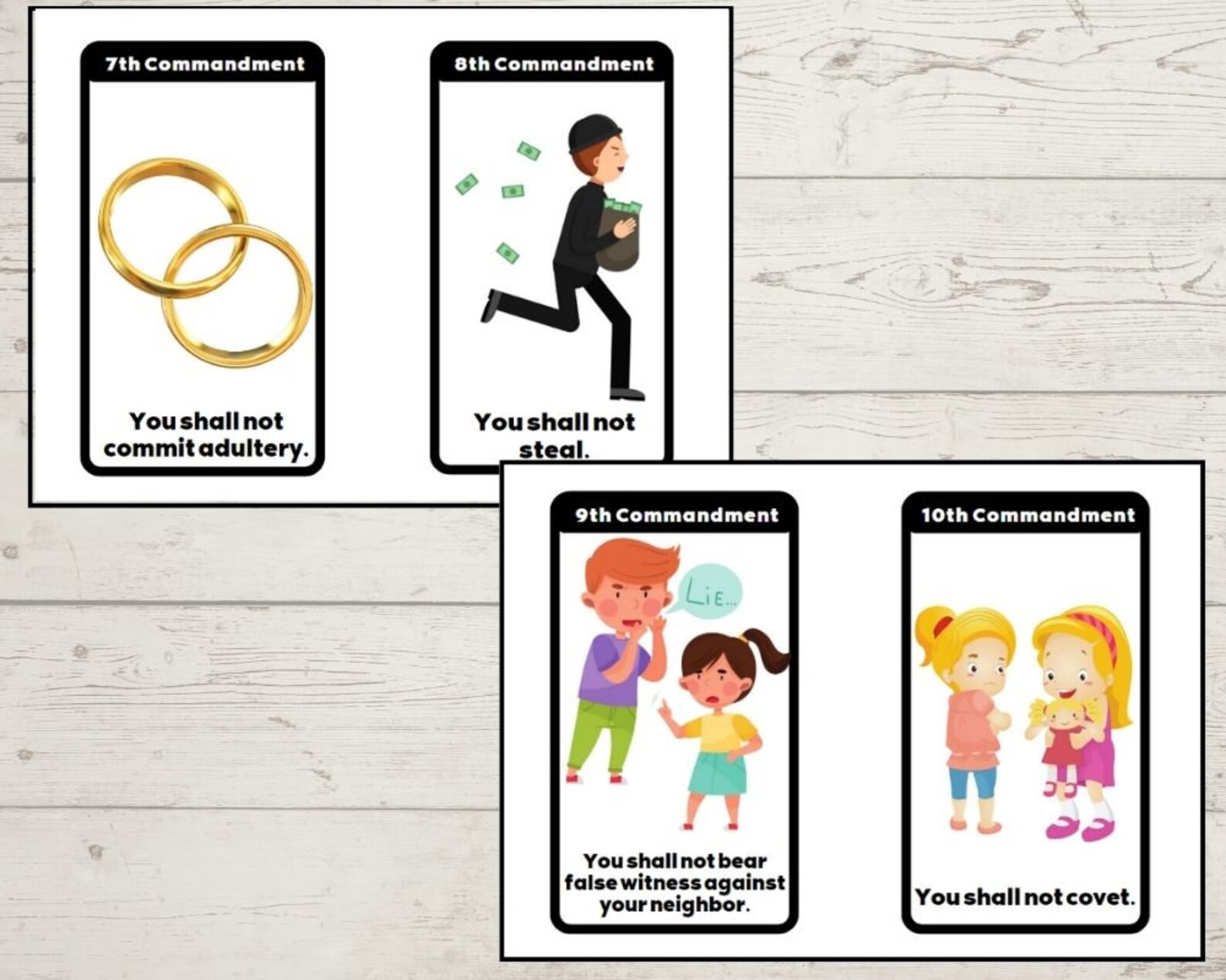 10 Commandments Flash Cards, Genesis, Flashcards, Bible Lesson for Kids ...