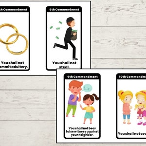 10 Commandments Flash Cards, Genesis, Flashcards, Bible Lesson for Kids ...