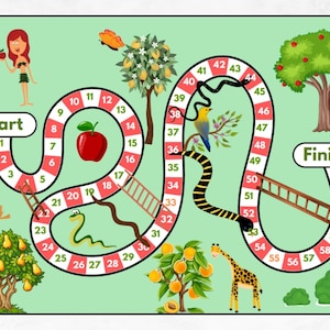 Adam and Eve Bible Story Game Activities for Kids, Chutes Snakes and ...