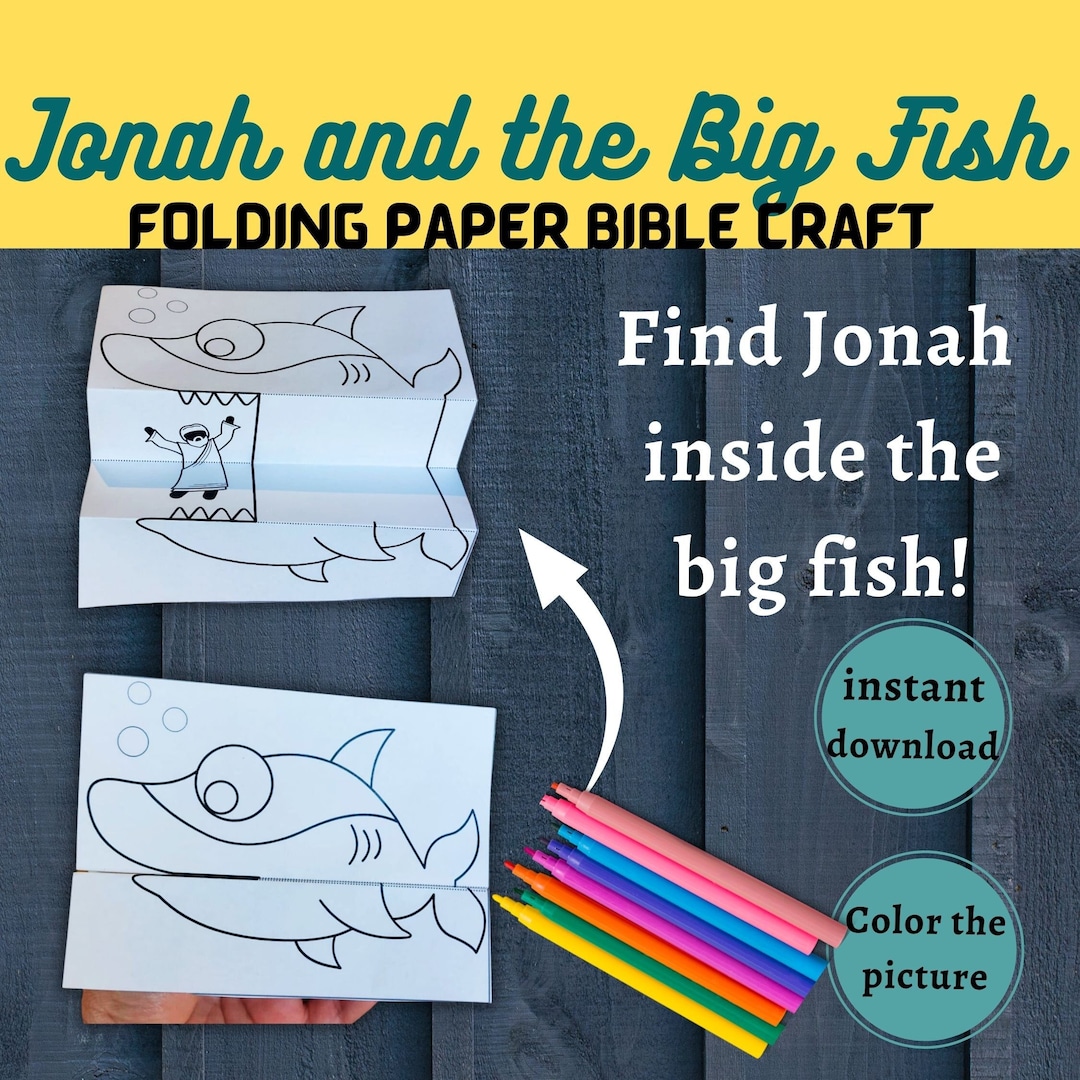 Jonah and the Big Fish Printable, Bible Activity for Kids, Old ...