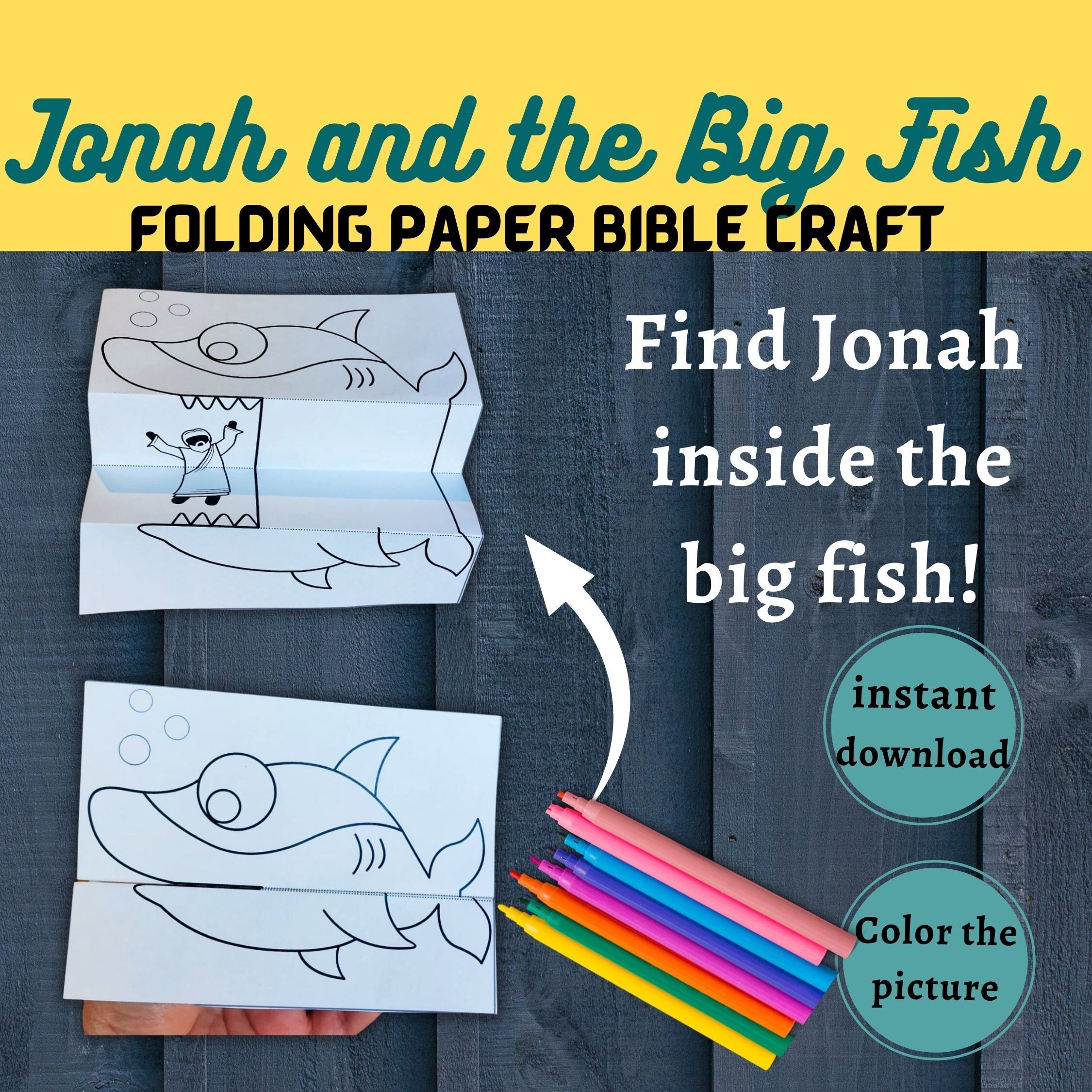 Jonah and the Big Fish Printable, Bible Activity for Kids, Old ...