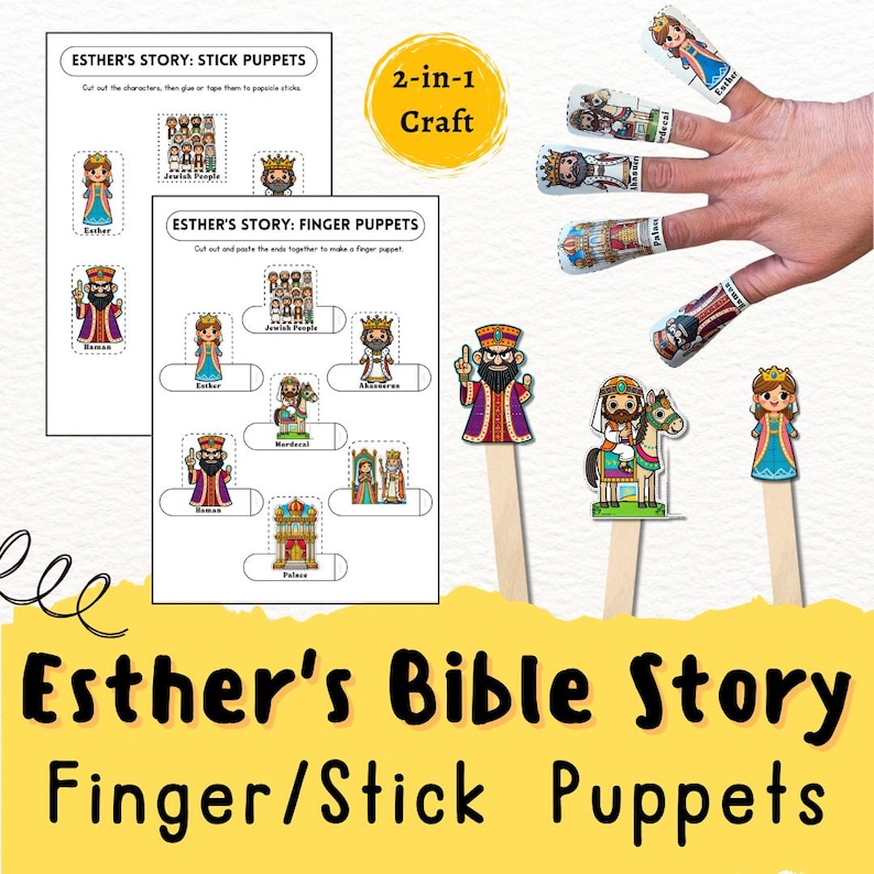 Esther's Bible Story Craft: Finger Puppets, Sunday School Activity ...