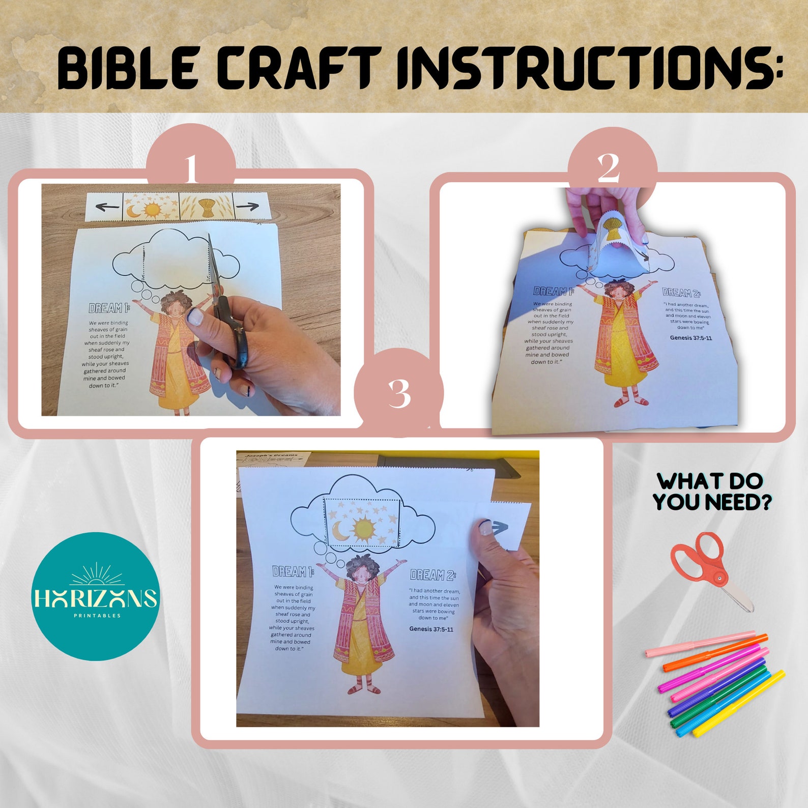 Joseph's Dream Printable, Bible Activity for Kids, Old Testament ...