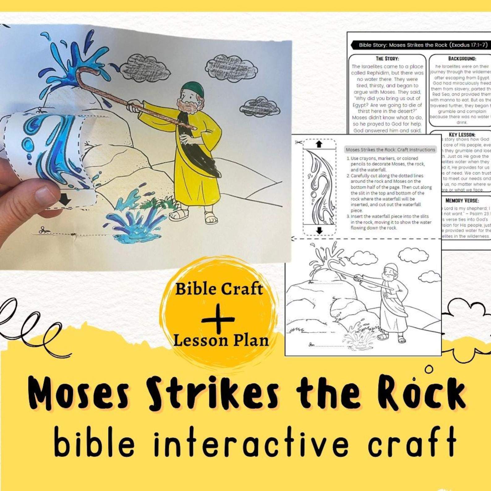 Moses Strikes the Rock Craft + Lesson Plan , Sunday School, Bible Story ...