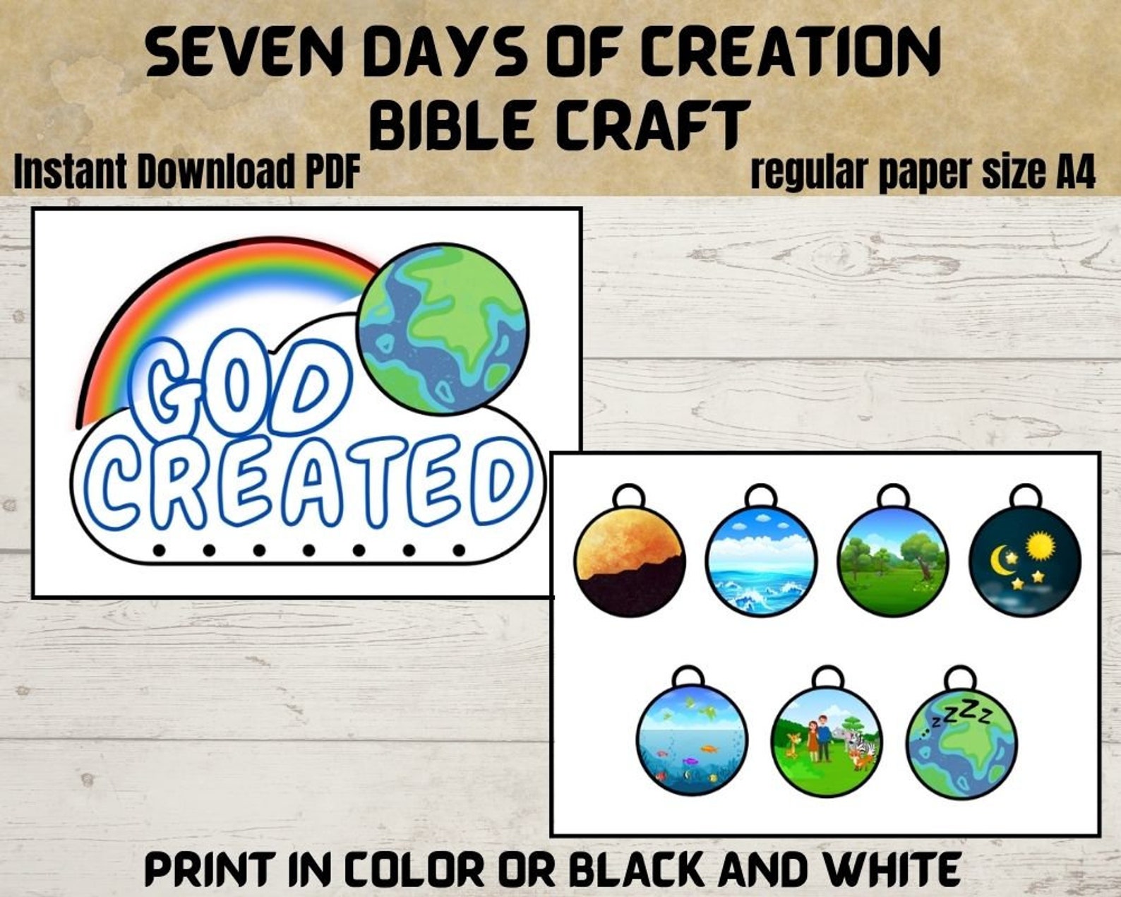 7 Days of Creation Printable, Bible Activity for Kids, Genesis Old ...