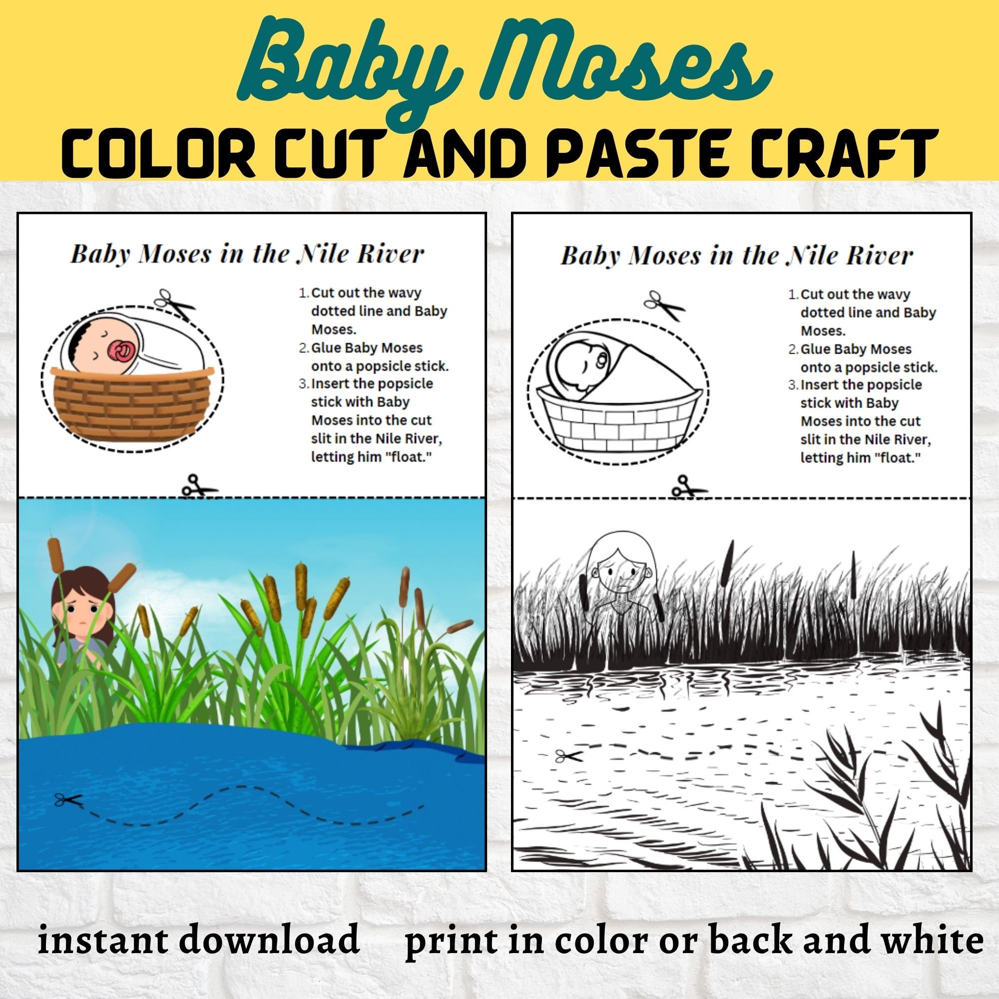 Baby Moses Craft, Nile River, Bible Activity for Kids, Old Testament ...