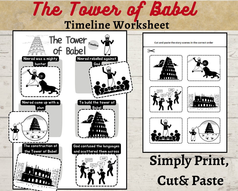 Tower of Babel Printable, Nimrod, Bible Activity for Kids, Old ...