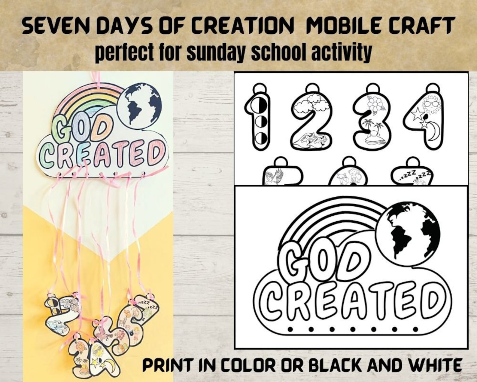 7 Days of Creation Printable, Bible Activity for Kids, Genesis Old ...