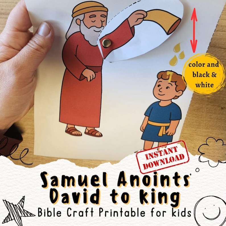 Samuel Anoints David – Printable Moving Arm Bible Craft, Book of Samuel ...