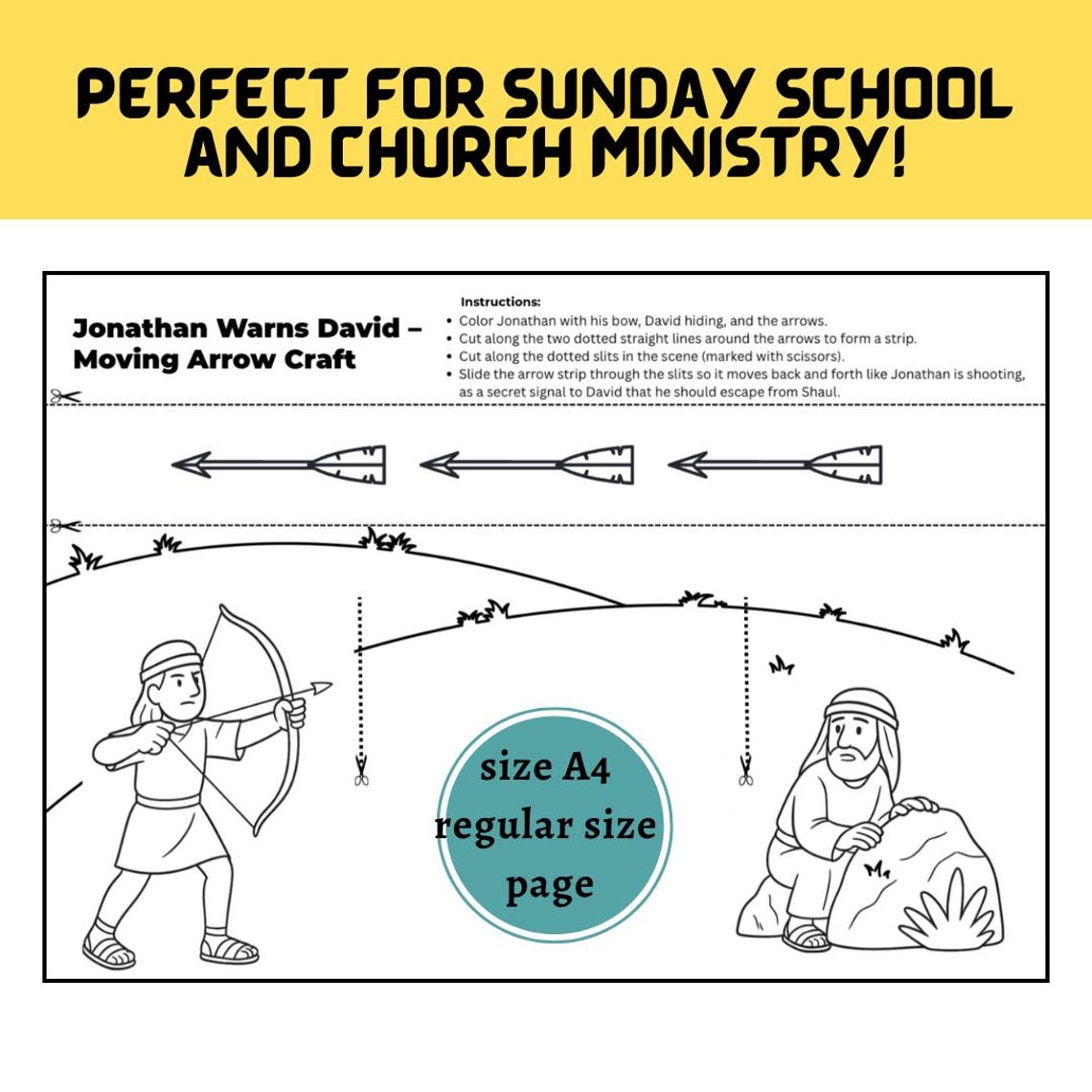 Jonathan Warns David – Printable Bible Craft, Samuel Shaul Bible Story ...