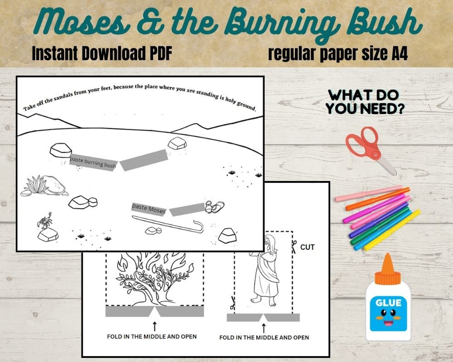 Moses and the Burning Bush, Sunday School Craft, Bible Story Activity ...
