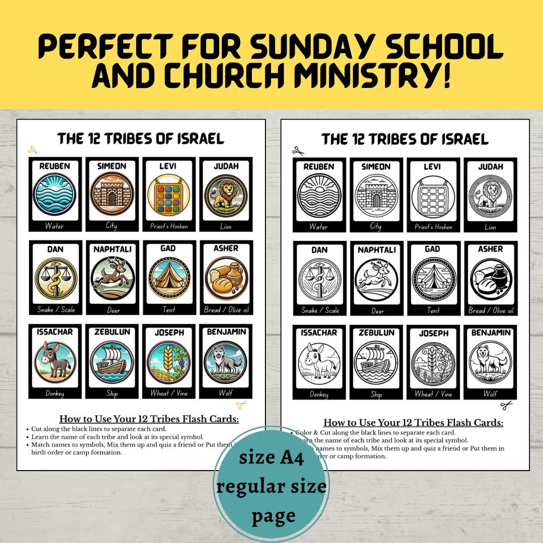 12 Tribes of Israel ,flash Cards Printable, Sunday School Craft, Bible ...