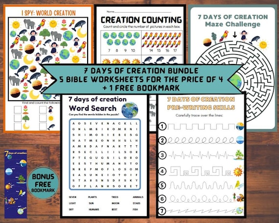 Days of Creation Bundle Sunday School Activity Bible Lesson - Etsy