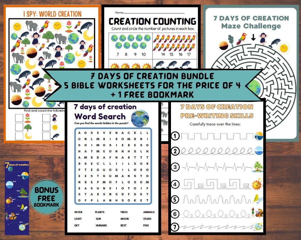 Days of Creation Bundle, Sunday School Activity, Bible Lesson Pages ...