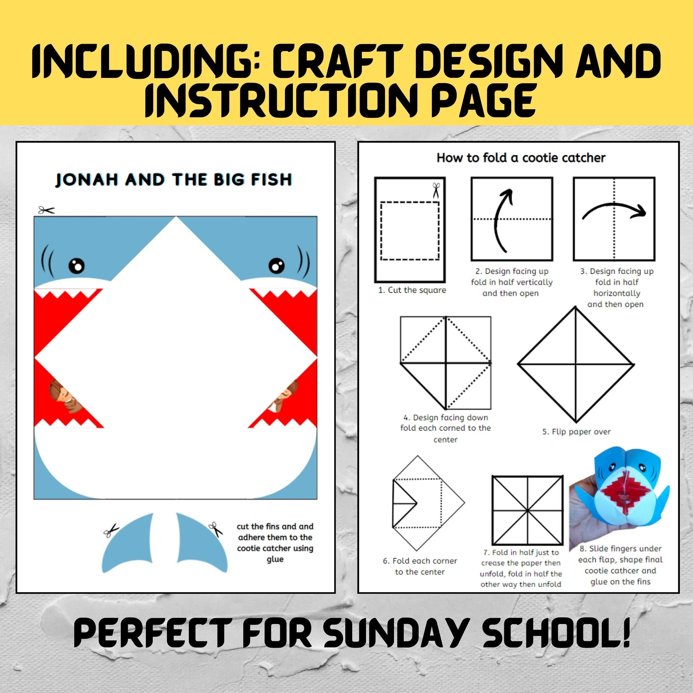 Jonah and the Big Fish, Cootie Catcher , Bible Lesson for Kids ...