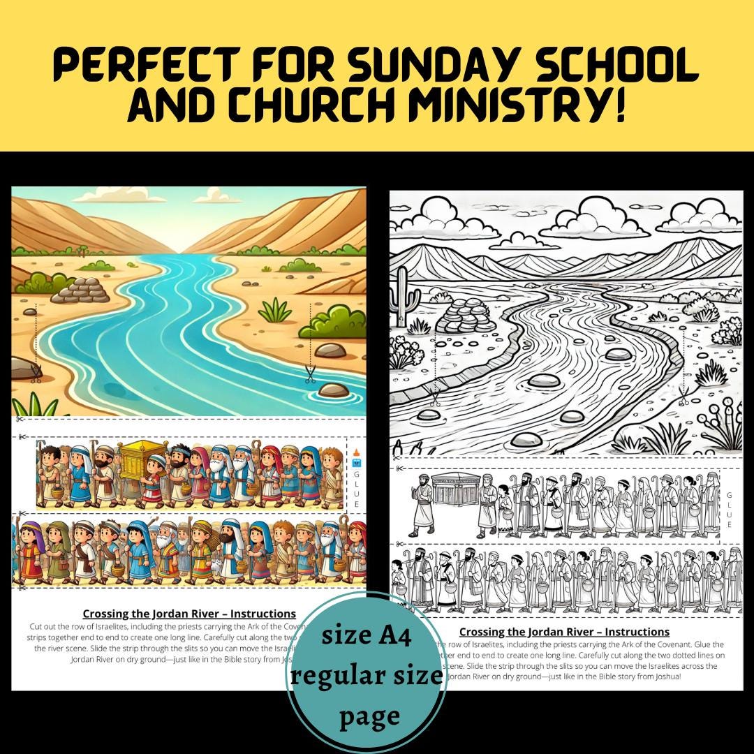 Crossing the Jordan River Printable, Sunday School Craft, Bible Story ...