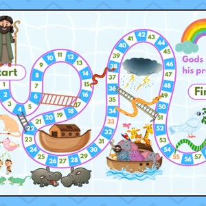 Noah's Ark, Bible Story Game, Activities for Kids, Chutes Snakes and ...