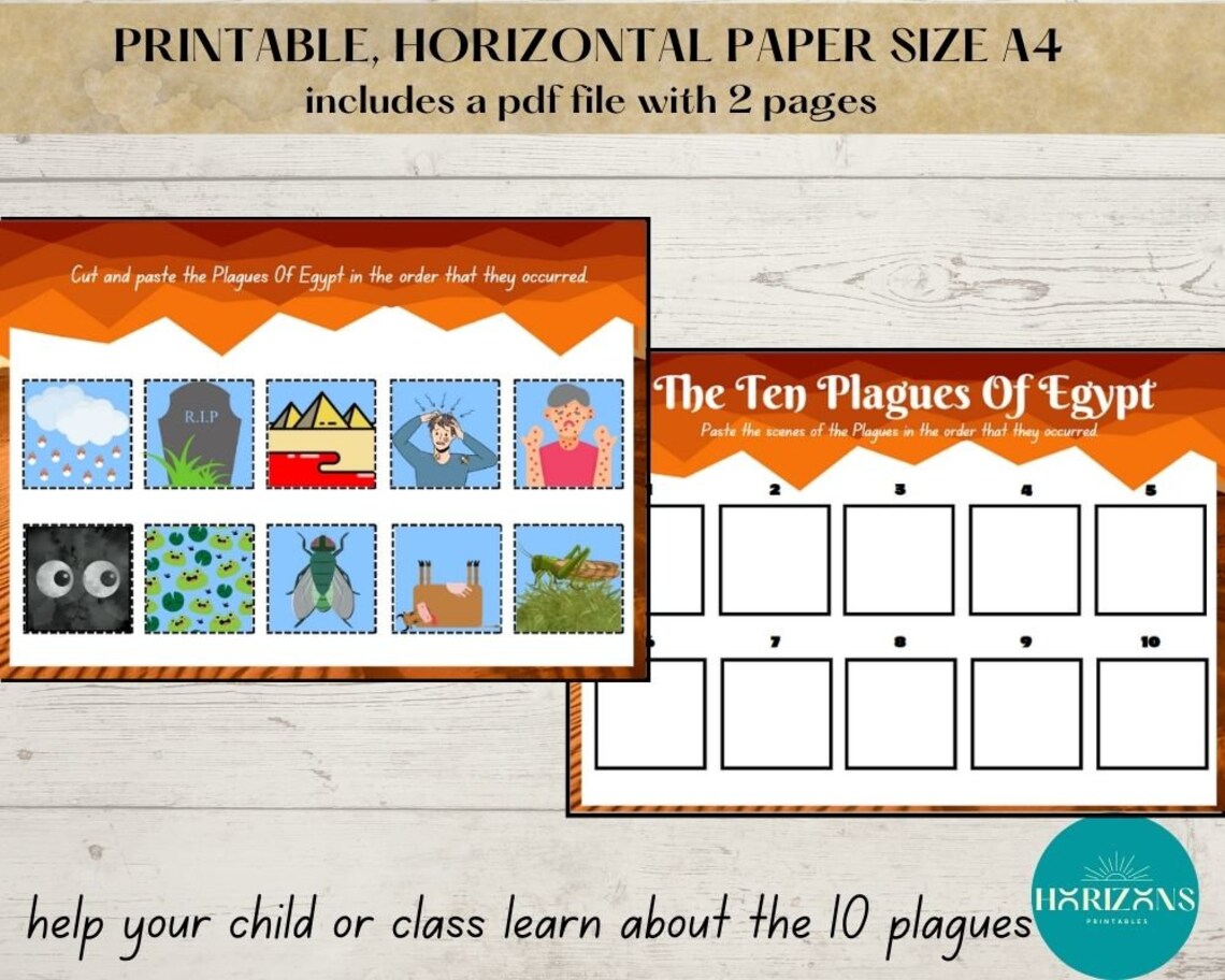 The Ten Plagues of Egypt Printable, Bible Activity for Kids, Old ...