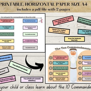 The Ten Commandments Printable, Bible Activity for Kids, Old Testament ...