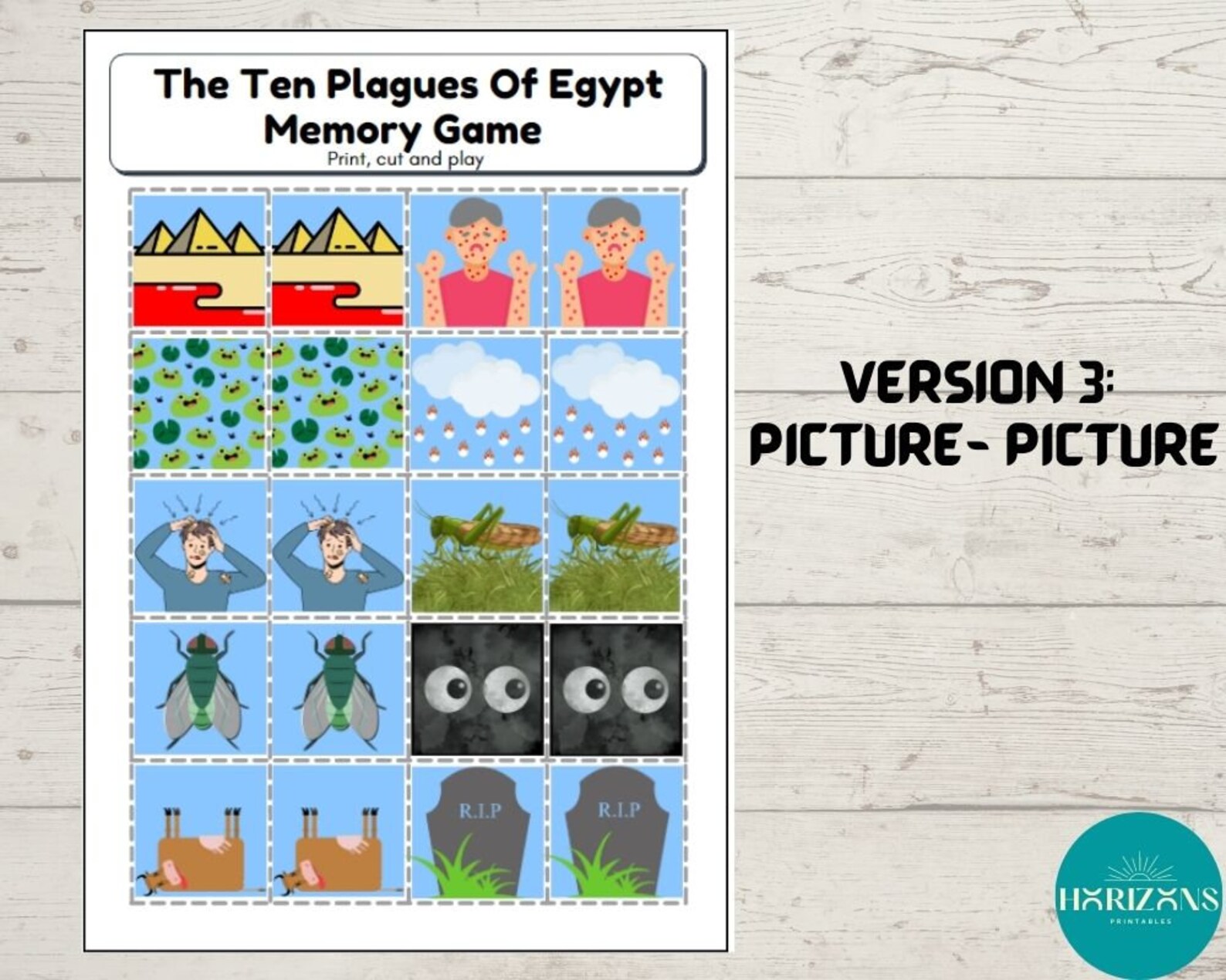 Bible Memory Match Game, the Ten Plagues of Egypt, Bible Craft for Kids ...