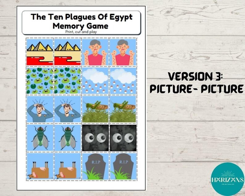 Bible Memory Match Game, the Ten Plagues of Egypt, Bible Craft for Kids ...