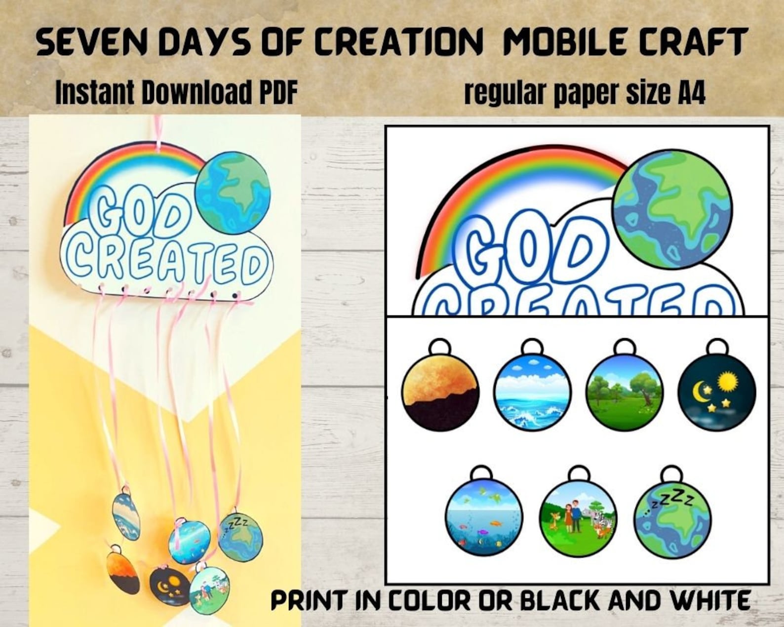 7 Days of Creation Printable, Bible Activity for Kids, Genesis Old ...