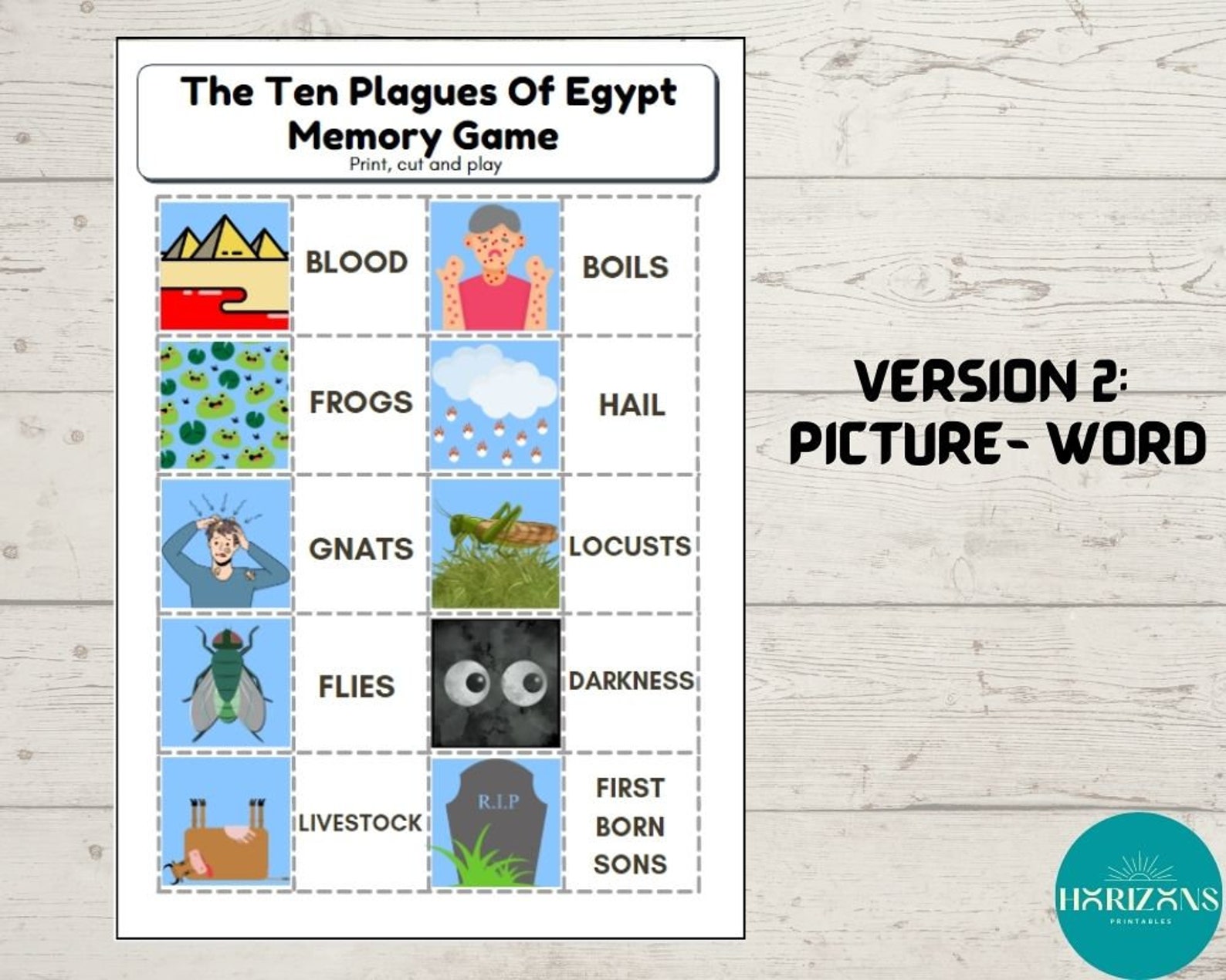 Bible Memory Match Game, the Ten Plagues of Egypt, Bible Craft for Kids ...