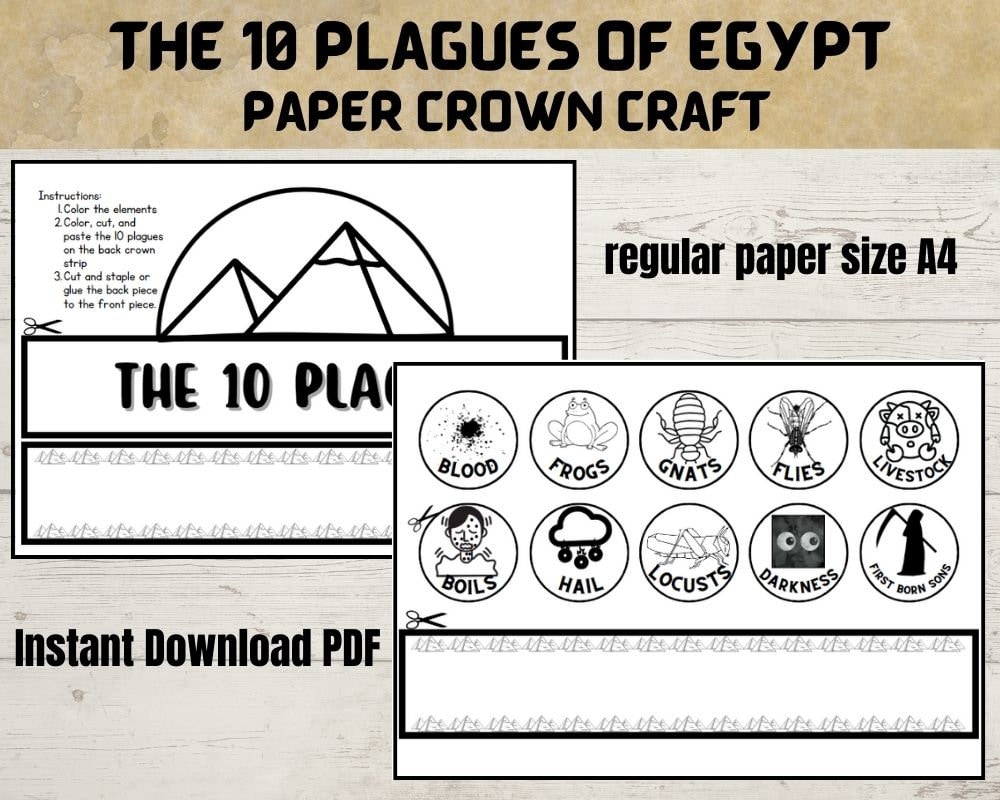 Ten Plagues of Egypt, Paper Crown, Activity Printable Kids Bible Craft ...