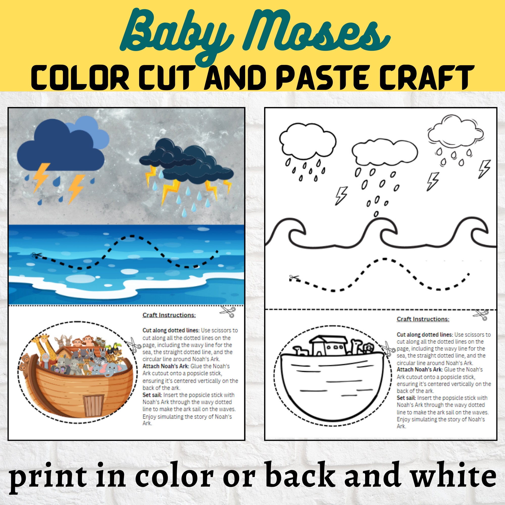 Noah's Ark Printable, Sunday School Craft, Bible Story Activity Kids ...