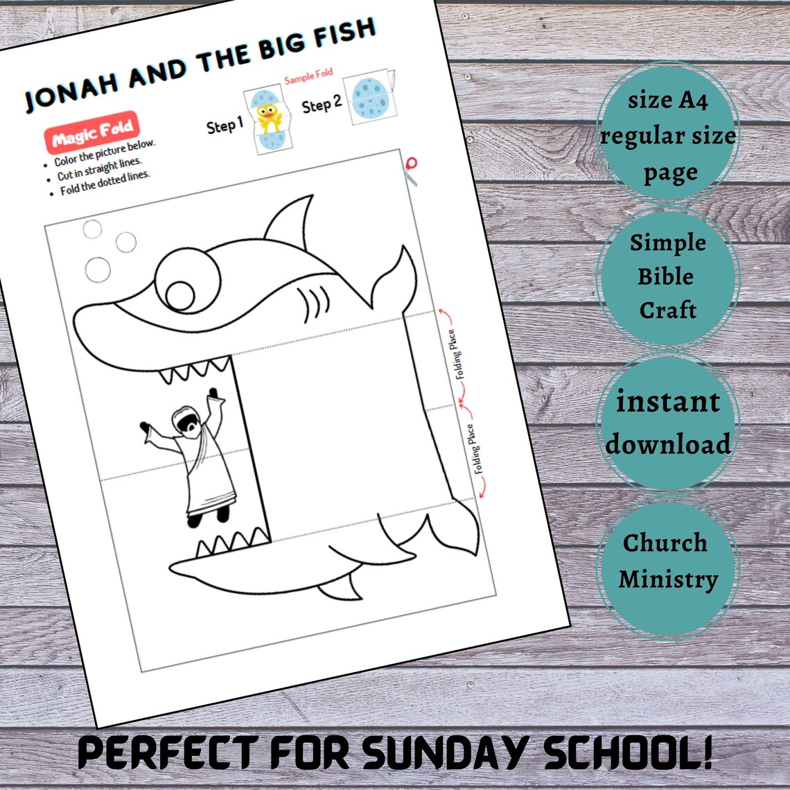 Jonah and the Big Fish Printable, Bible Activity for Kids, Old ...