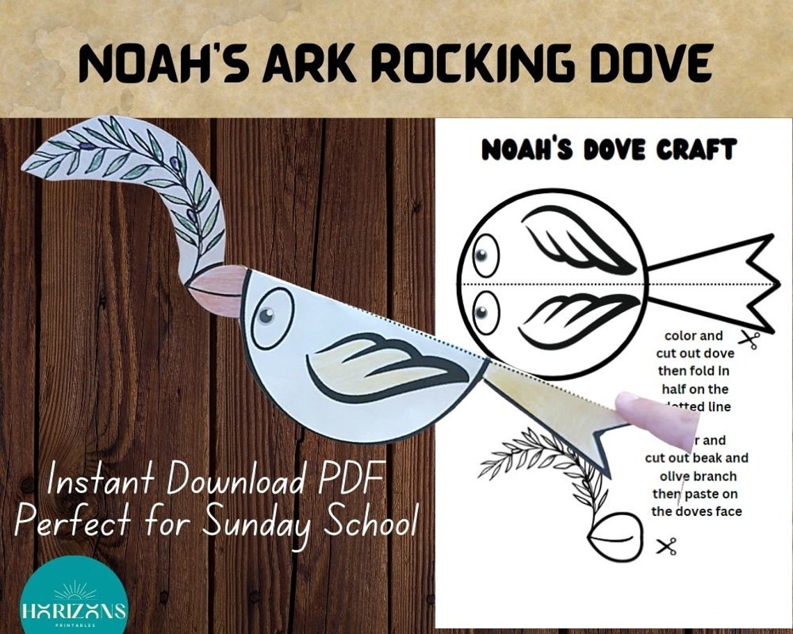 Noah's Ark Printable, Rocking Dove, Sunday School Craft, Bible Story ...