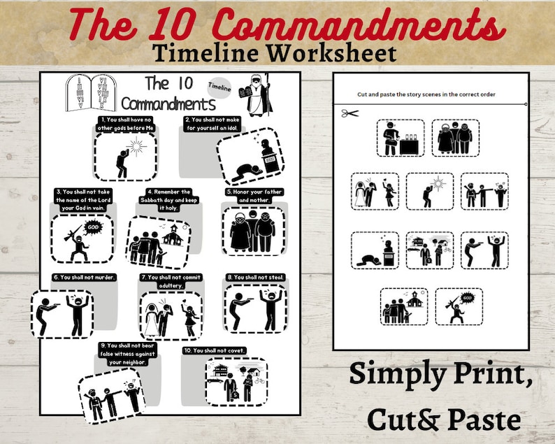 The Ten Commandments Printable, Bible Activity for Kids, Old Testament ...