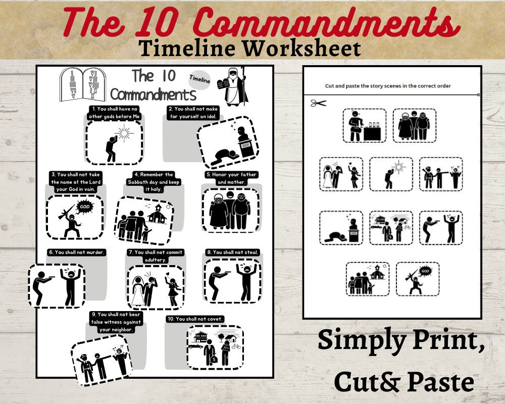 The Ten Commandments Printable, Bible Activity for Kids, Old Testament ...