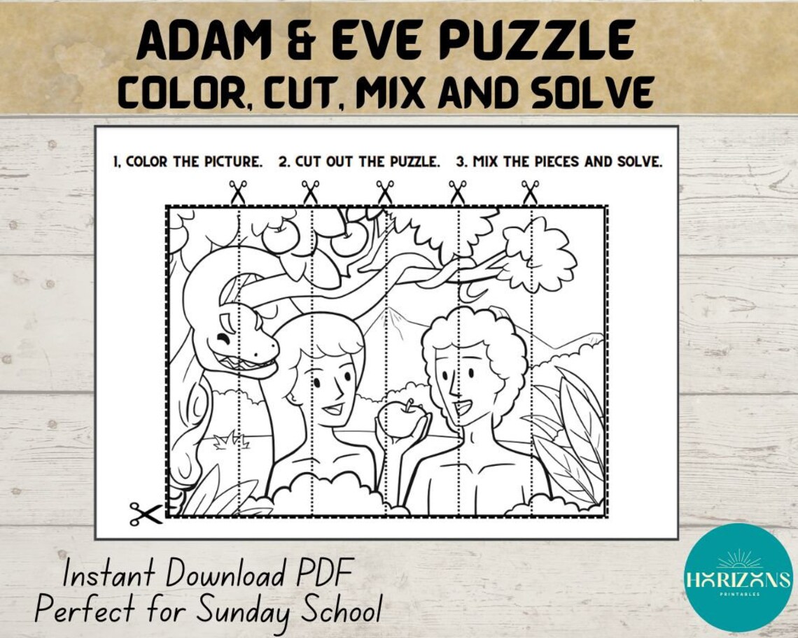 Adam and Eve, Bible Activity, Homeschool Printable, Garden of Eden ...