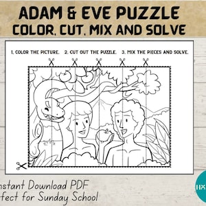 Adam and Eve, Bible Activity, Homeschool Printable, Garden of Eden ...