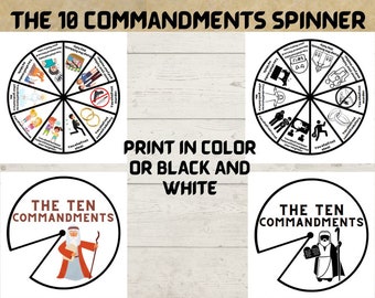 The Ten Commandments Exodus Moses Old Testament Coloring Spinner Wheel ...