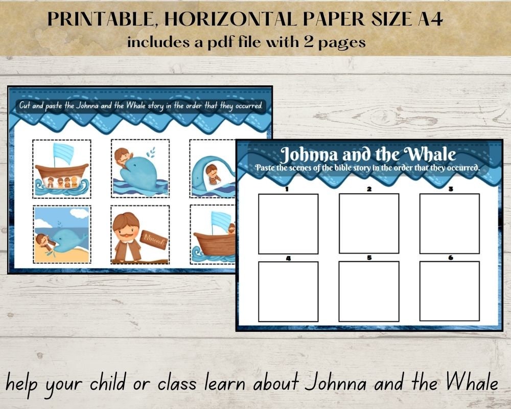 Johnna and the Whale Craft Printable, Bible Activity for Kids, Old ...