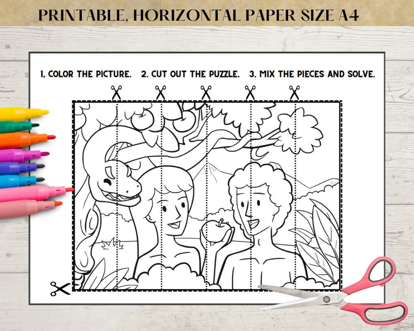 Adam and Eve, Bible Activity, Homeschool Printable, Garden of Eden ...