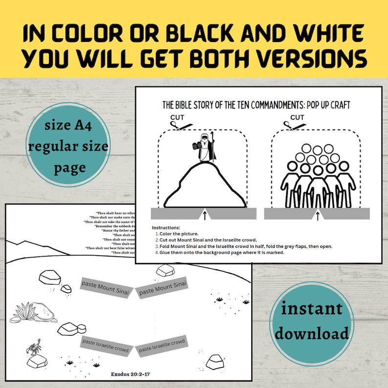 The Ten Commandments Printable, Pop up Craft, Bible Activity for Kids ...