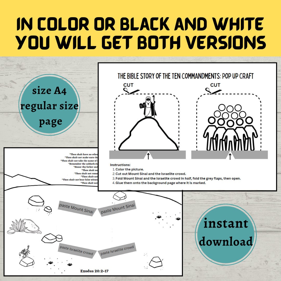 The Ten Commandments Printable, Pop up Craft, Bible Activity for Kids ...